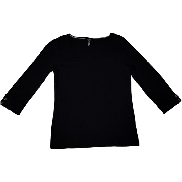 Jones New York | Tops | Jones New York Black Square Neckline Shirt ...